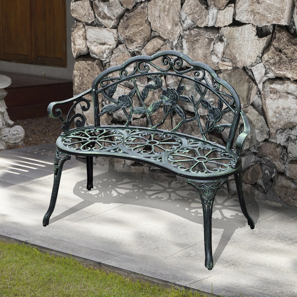 Outsunny zahradní lavička parková lavička zahradní nábytek 2místná kovová 100 x 54 x 78 cm