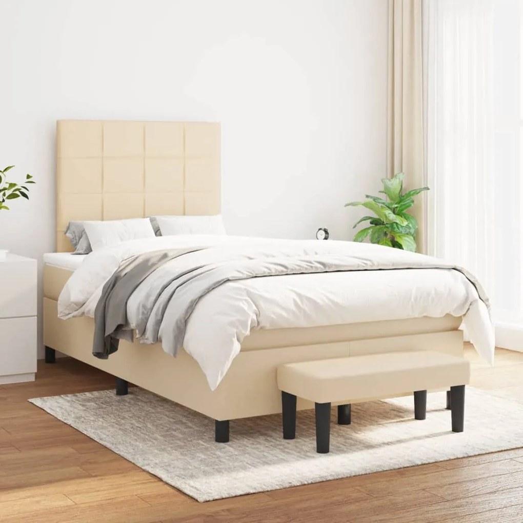 Box spring postel s matrací krémová 120x190 cm textil 3270360