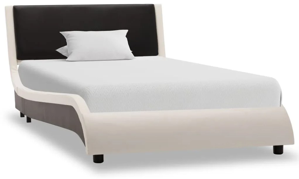 280352 vidaXL Rám postele bíločerný umělá kůže 90 x 200 cm