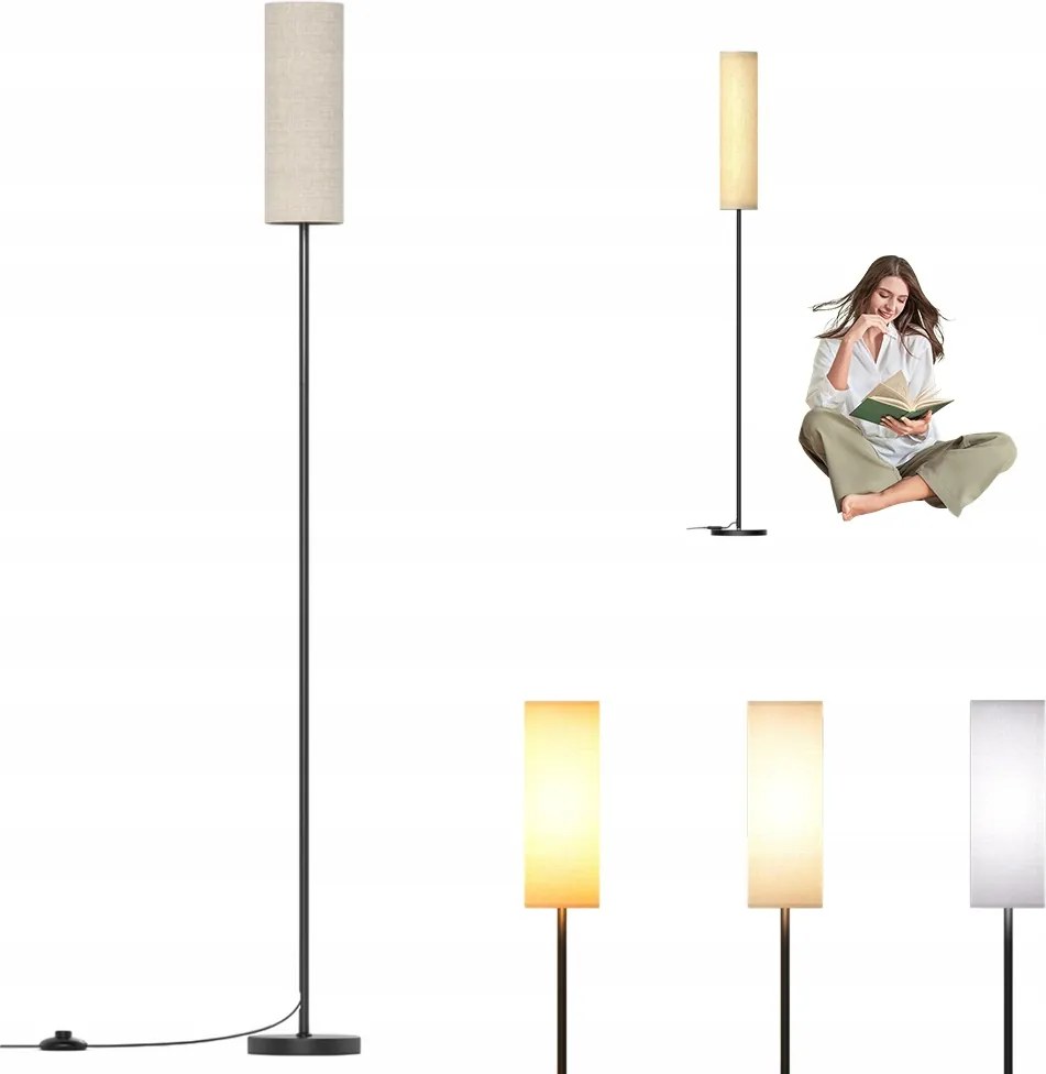 Stojací Lampa Podlahová 12W Led E27 Stínidlo Obývací Pokoj Ložnice Pokoj Hala 164 cm