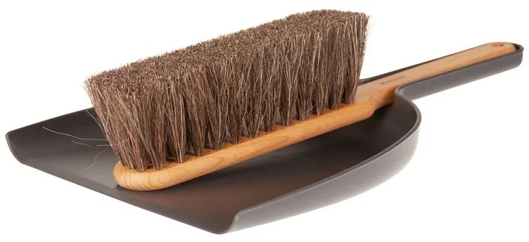 Lopatka se smetákem z koňských žíní, tmavě šedá, buk / bioplast