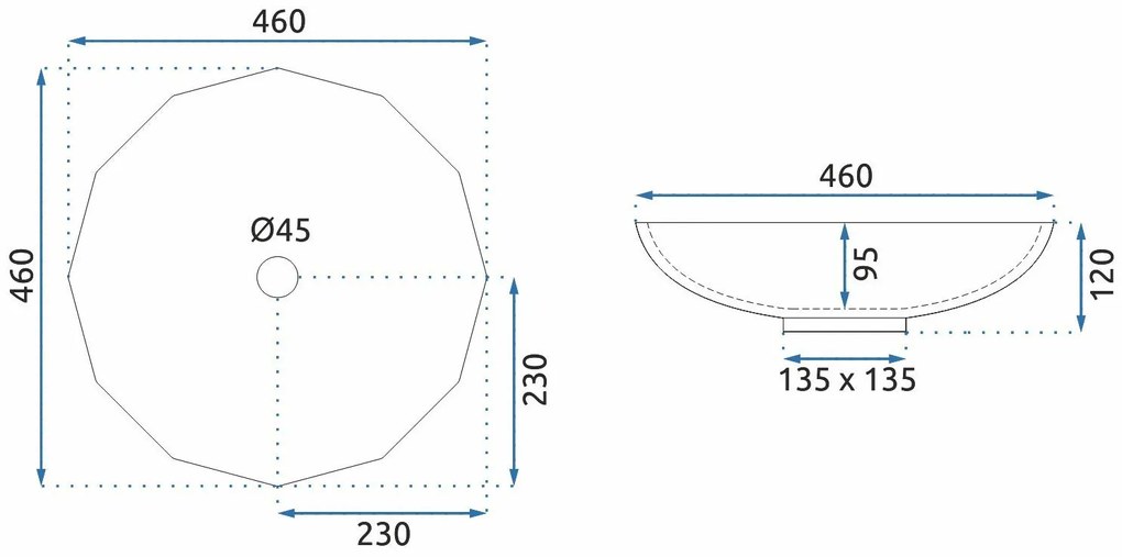 Rea Arctic Black, skleněné umyvadlo na desku 45x45x12,5 cm, černá, REA-U5068