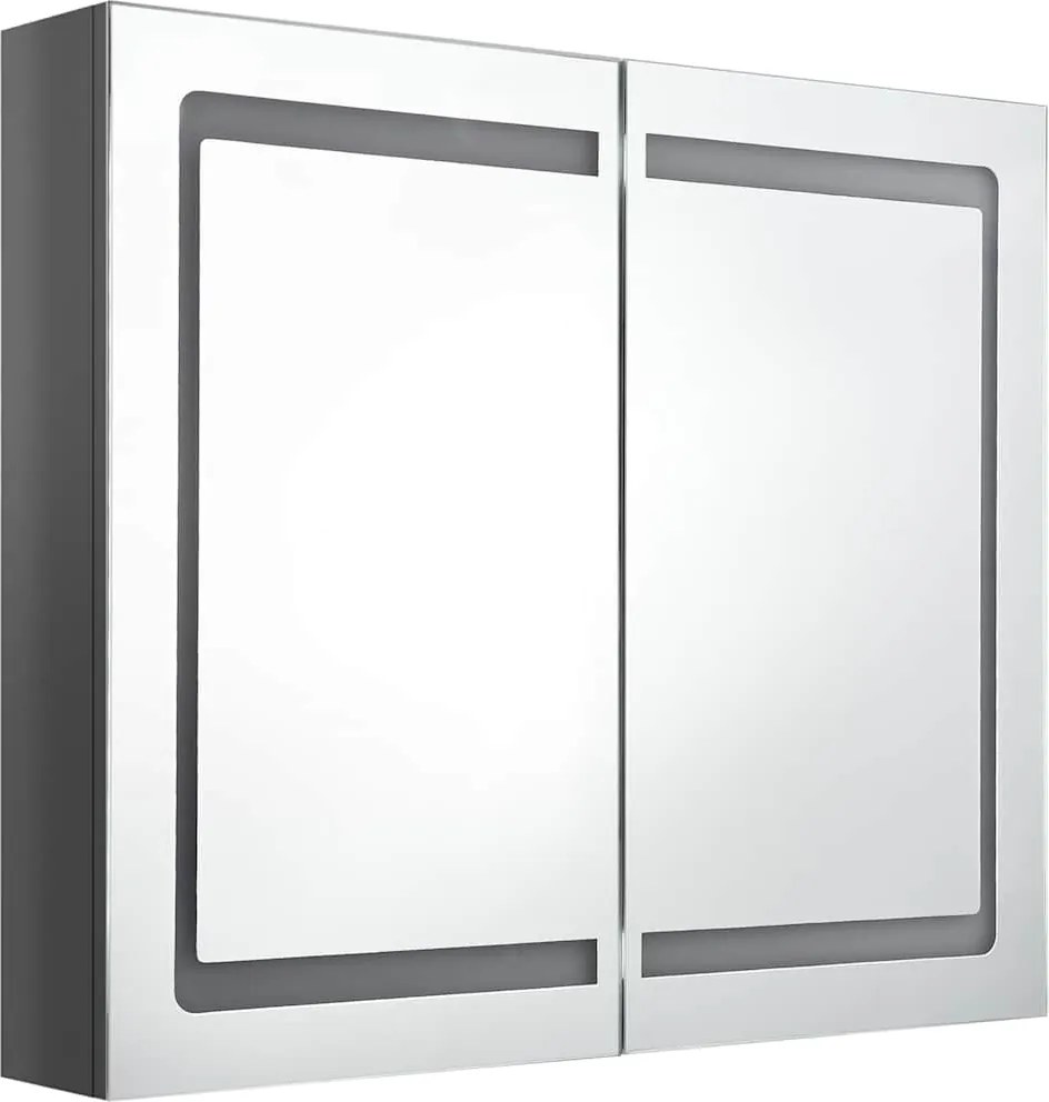 LED koupelnová skříňka se zrcadlem zářivě šedá 80 x 12 x 68 cm 326514