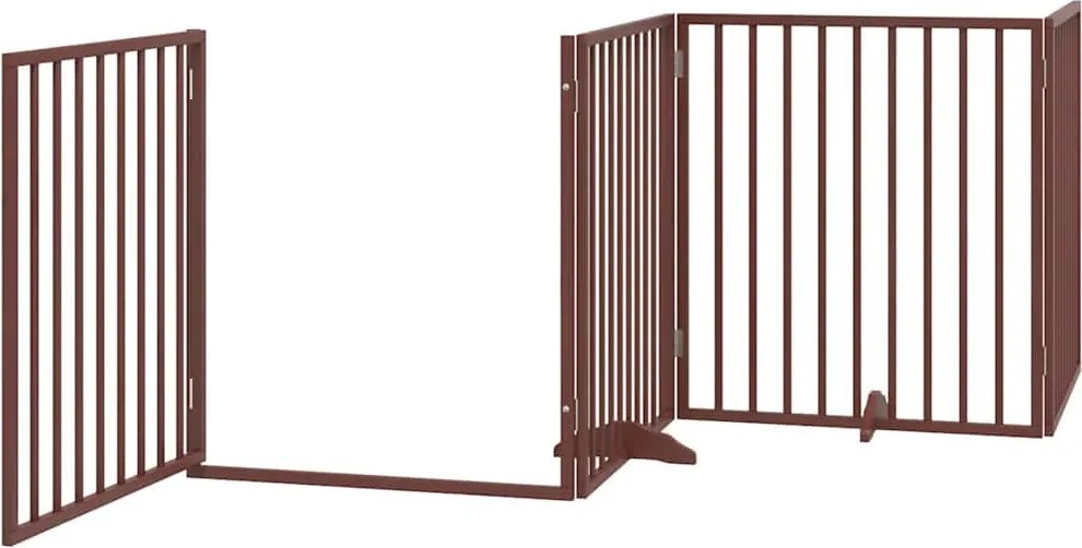 Zábrana pro psy s dvířky skládací 6 panelů hnědá 480 cm topol 3155581