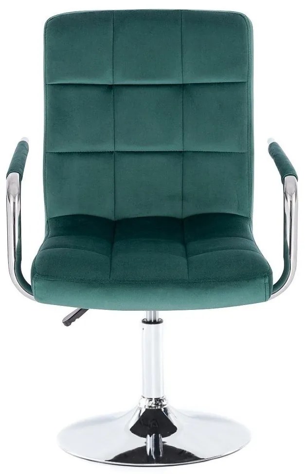 LuxuryForm DESIGN Otočná židle VERONA VELUR na stříbrném talíři - zelená