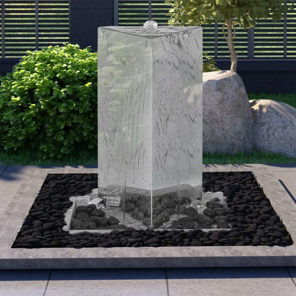 48096 vidaXL Zahradní fontána s čerpadlem nerezová ocel 76 cm trojúhelníková