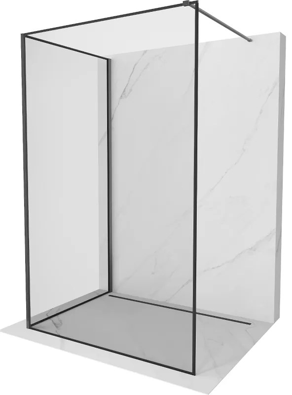 Mexen Kioto Sprchová Stěna Walk-in 130 x 120 cm, černý rám, gun gray kartáčovaný - 800-130-212-66-70-120