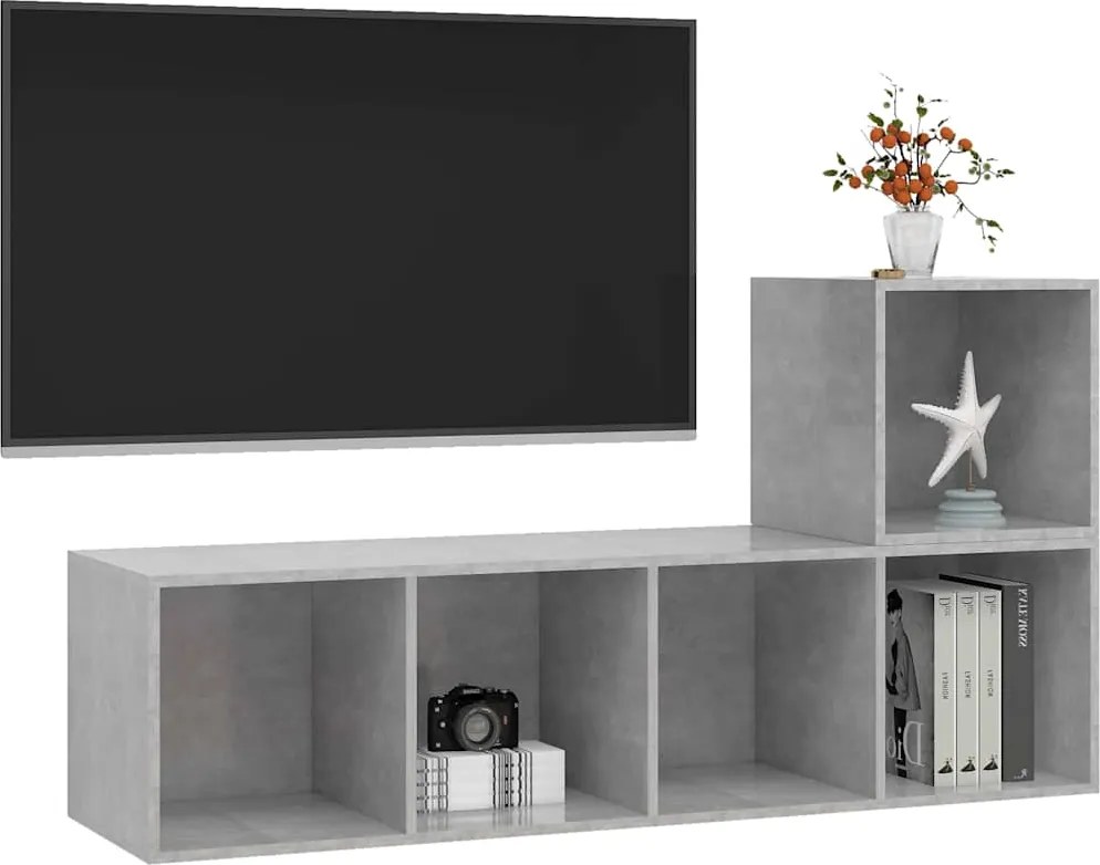 2dílný set TV skříněk betonově šedý dřevotříska 3079803