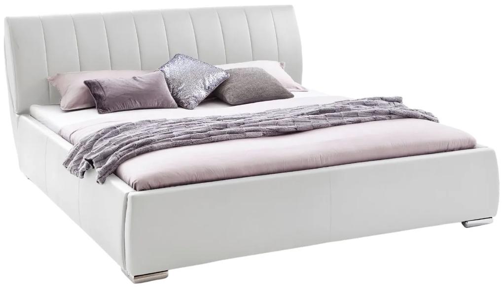 OnaDnes -20% Bílá koženková dvoulůžková postel Meise Möbel Bern 180 x 200 cm s úložným prostorem
