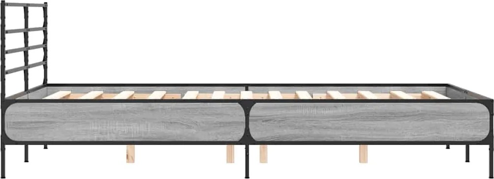 Rám postele šedý sonoma 120 x 200 cm kompozitní dřevo a kov 3280040