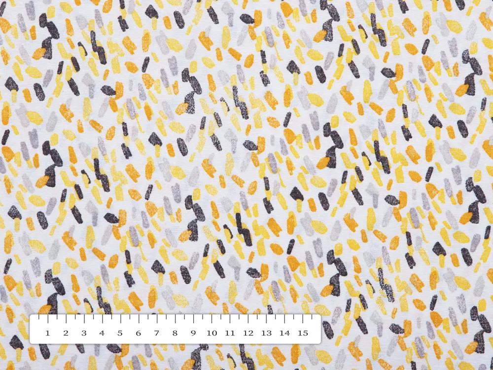 Biante Dekorační běhoun na stůl Leona LN-045 Žlutošedé čárky na bílém 20x140 cm