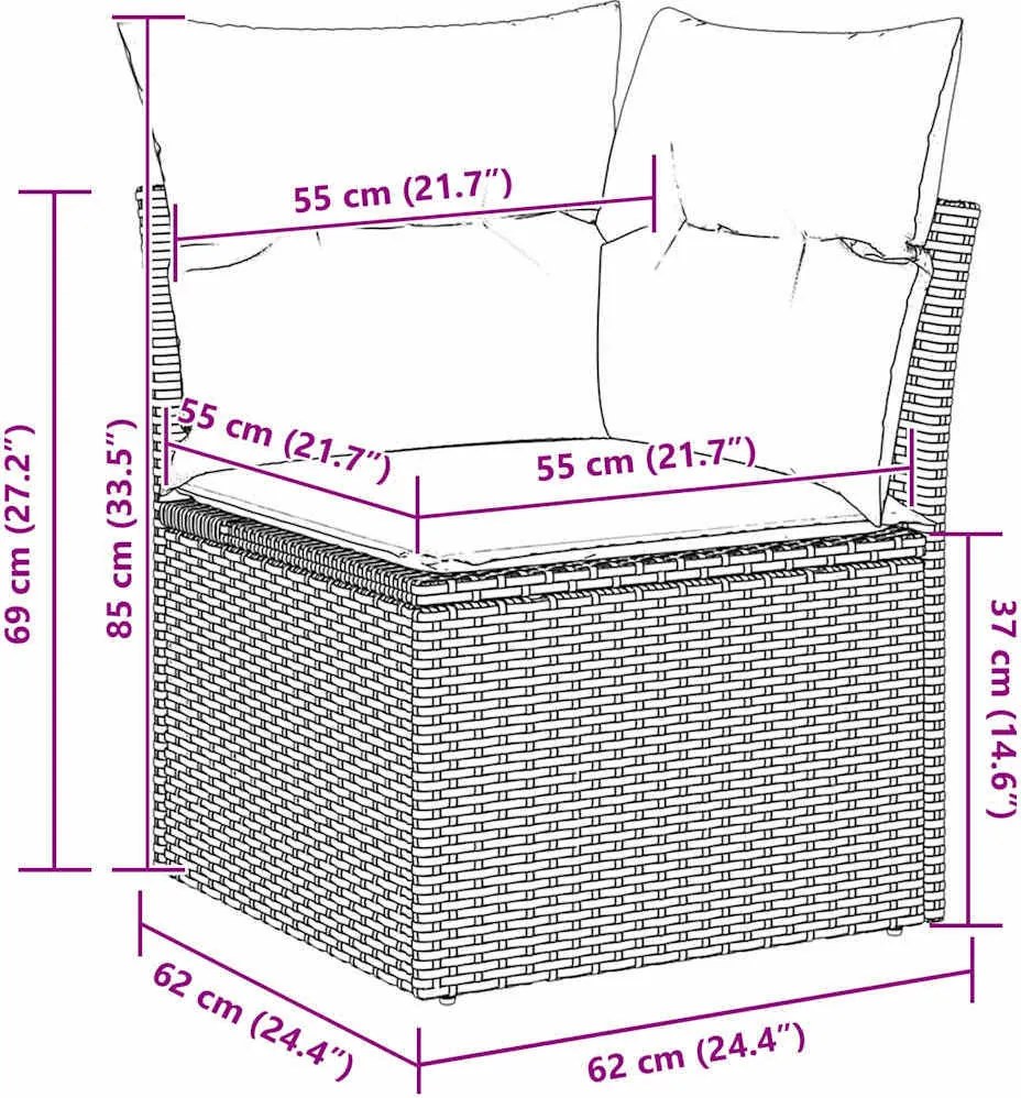 vidaXL Sada zahradních pohovek s polštářem 9 pcs Béžová a krémová [3364366]