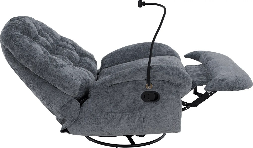 Luxusní otočné křeslo, houpací, šedá, DELMOR