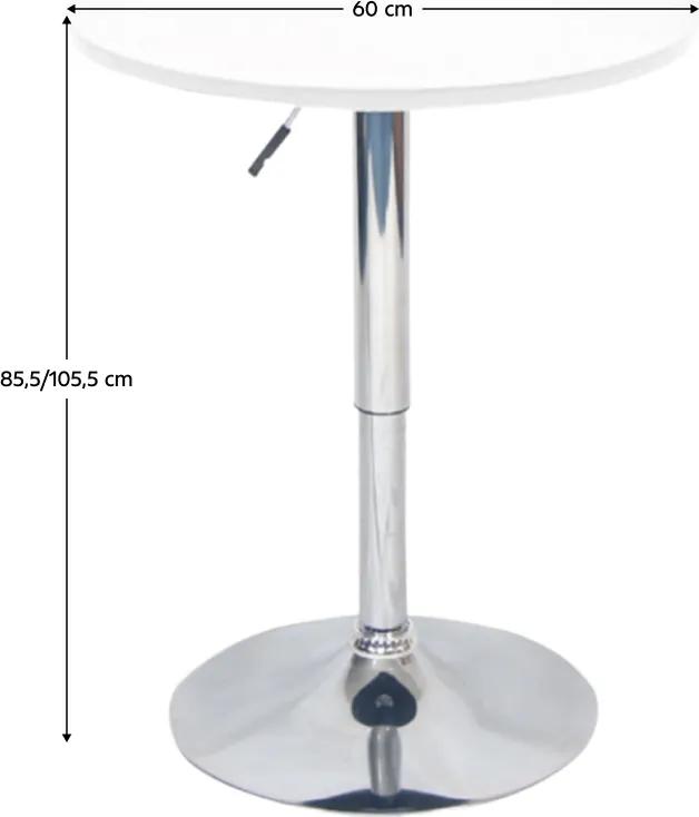 Tempo Kondela Barový stůl s nastavitelnou výškou, bílá, průměr 60 cm, BRANY 2 NEW