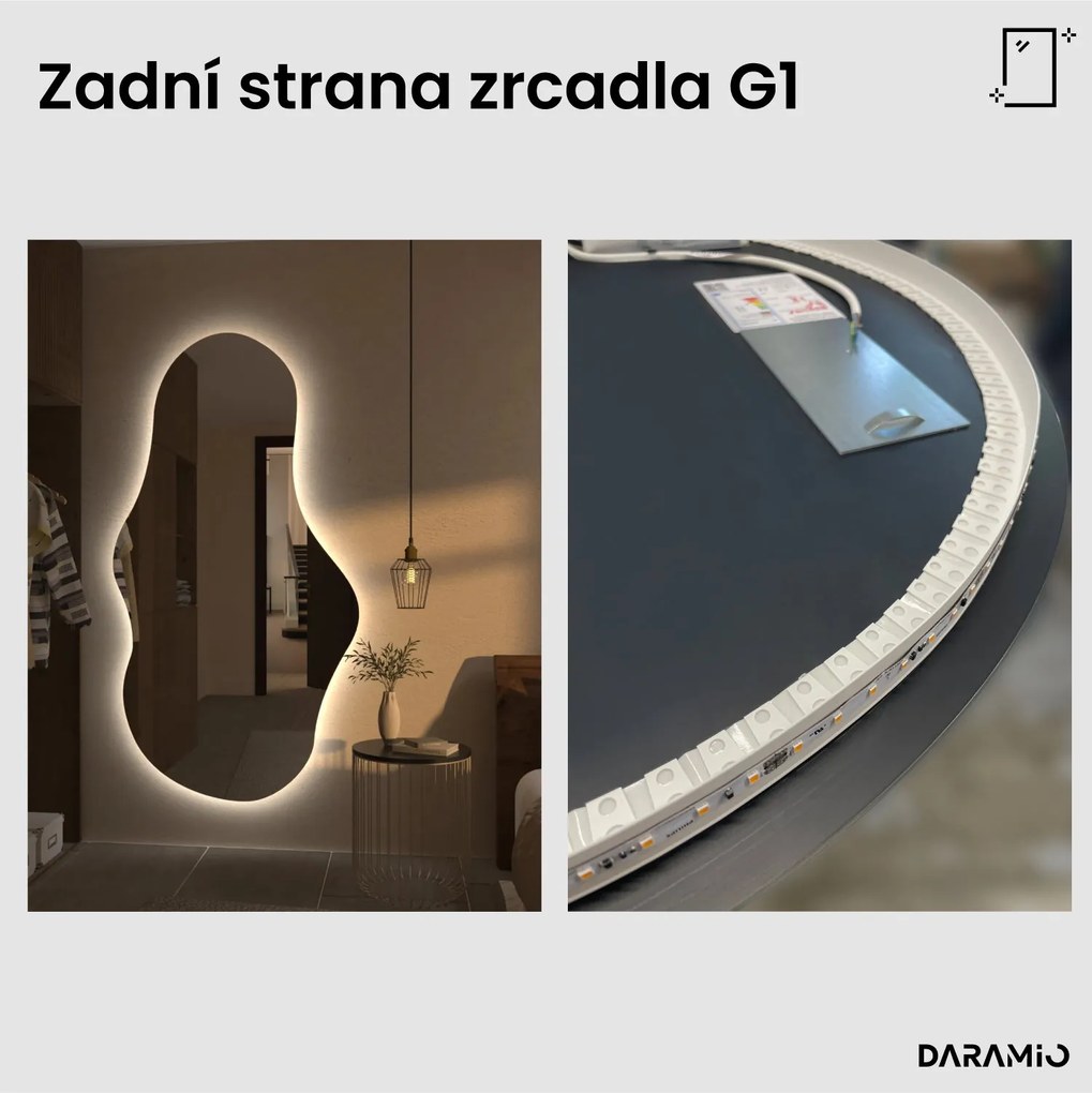 Vlnité zrcadlo do koupelny s LED osvětlením G1