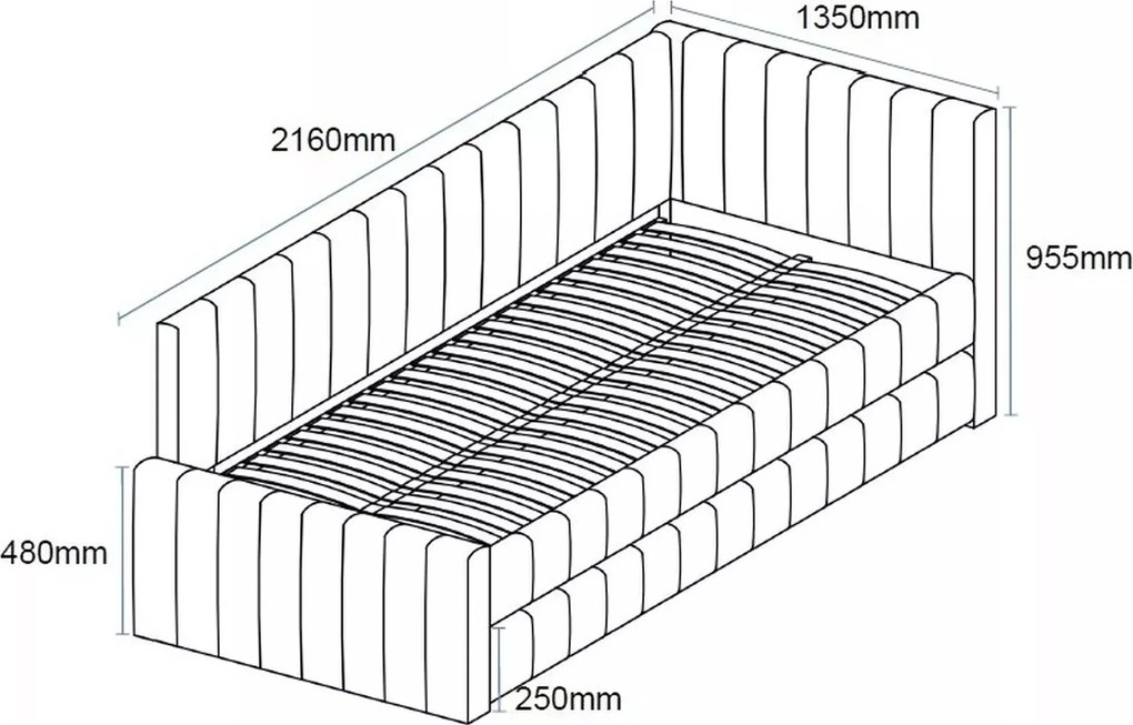 Jednolůžková postel Alfie 120x200 tmavě béžová II