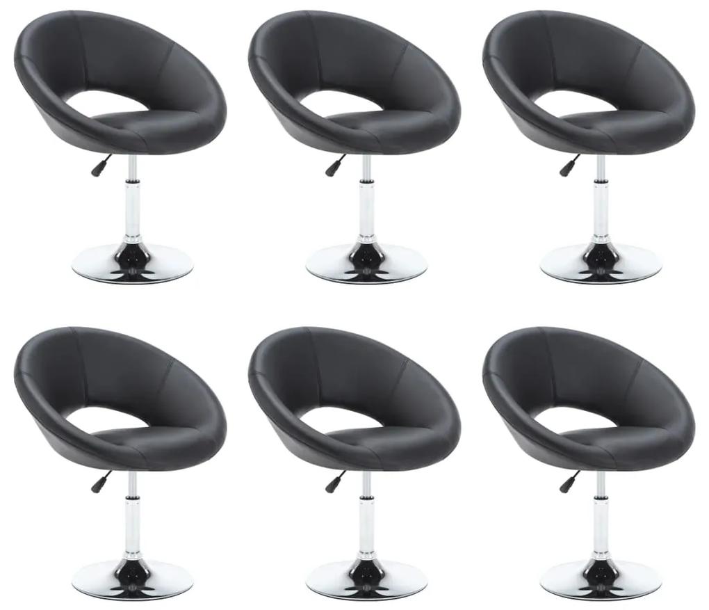 275599 vidaXL Otočné jídelní židle z umělé kůže 6 ks 74 x 63,5 x 89 cm černé