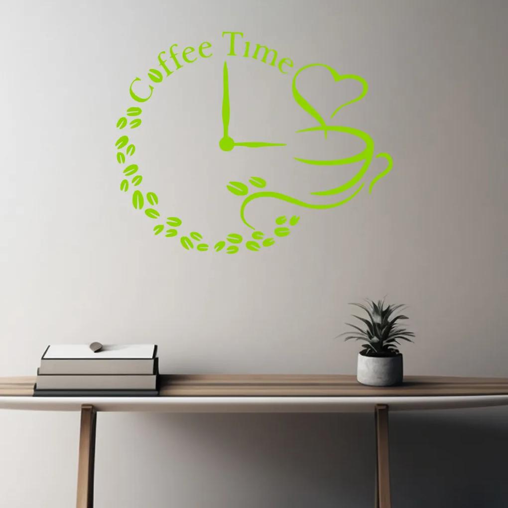 Živá Zeď Samolepka na zeď Čas na kávu hodiny Barva: černá