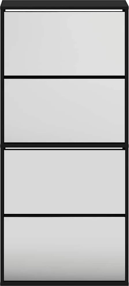 Botník se zrcadlem 4patrový černý 63 x 17 x 134 cm 3228274