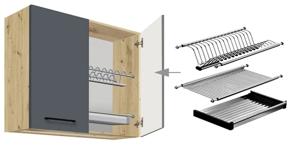INFINITY s | horní skříňka 53G s odkapávačem | 80 cm | artisan/šedá mat