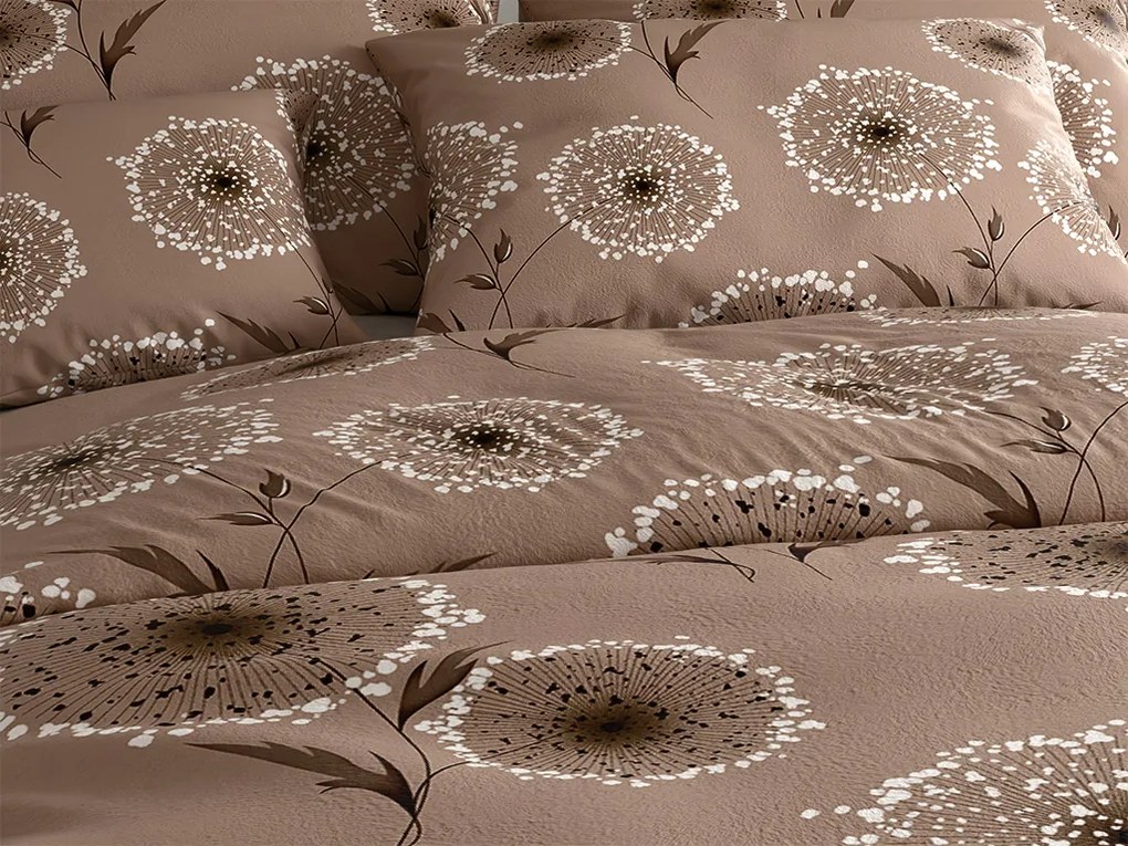 Sada 2ks mikroplyšového povlečení PAMPELINO světle hnědé + prostěradlo mikroplyš SOFT 180x200 cm bílé, dvoulůžko