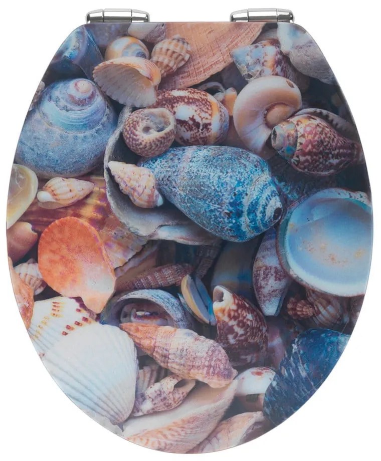 WC sedátko s 3D obrázkem a snadným zavíráním Wenko Sea Shell, 44,5 x 38 cm