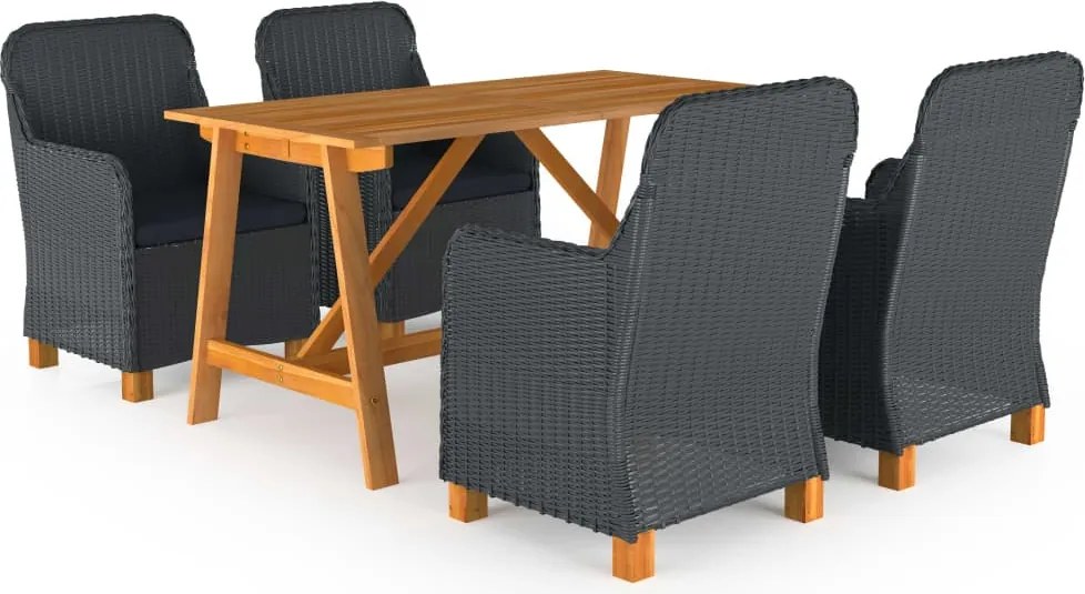 5dílný zahradní jídelní set tmavě šedý 3068788