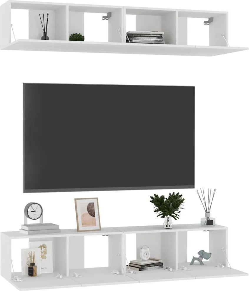 TV skříňky 4 ks bílé 80 x 30 x 30 cm kompozitní dřevo 3074451