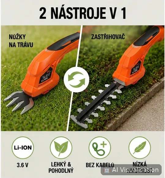 ASIST smart garden AE3N36T AKU nůžky s tyčí 3v1 3,6 V, 1,5 Ah