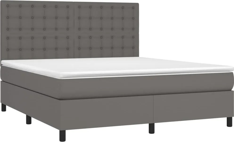 Box spring postel s matrací šedá 160x200 cm umělá kůže 3142855