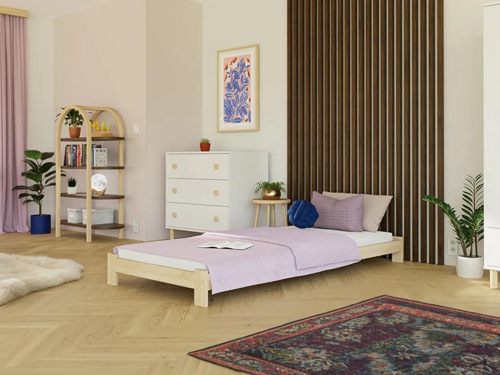 Benlemi Dřevěná jednolůžková postel SIMPLY Zvolte barvu: Pastelově růžová, Zvolte rozměr: 90x180 cm