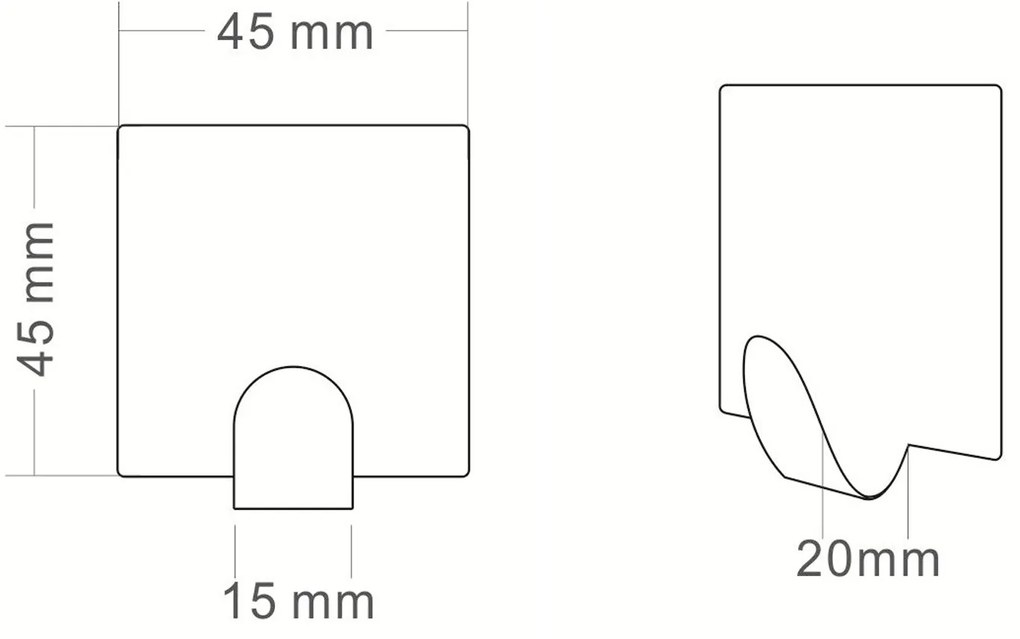 Sapho, Věšáček samolepící, 4 ks, černá matná, 33201