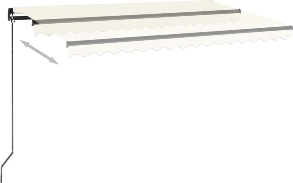 vidaXL Ručně zatahovací markýza s LED světlem 450 x 300 cm [3069122] Barva: Modro-bílá