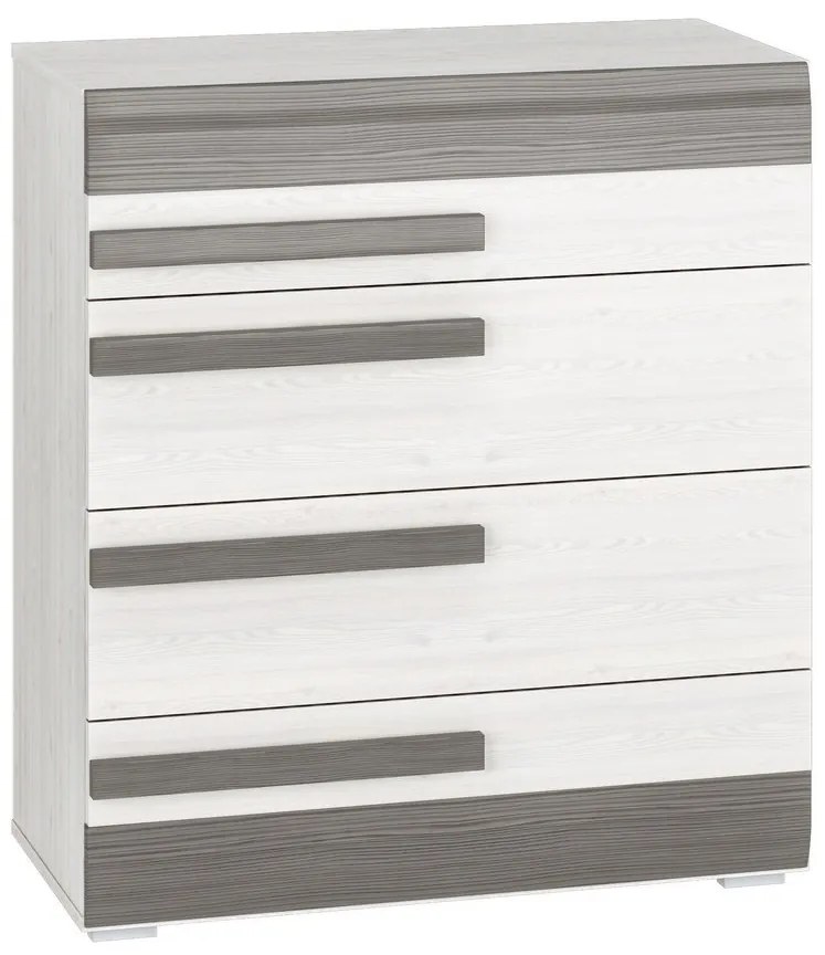 Casarredo - Komfort nábytek Komoda LANTANA/BLANCO 08, 4S, borovice sněžná/šedá