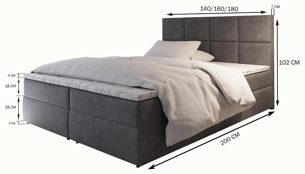 MSL Kontinentální čalouněná postel LENKA (180 x 200 cm) Barva látky: COSMIC 10