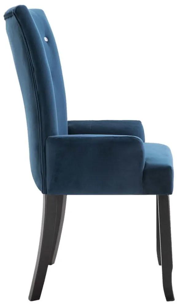 Petromila Jídelní židle s područkami tmavě modrá samet