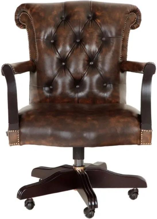 Kancelářská židle Chesterfield z pravé hovězí kůže Whisky