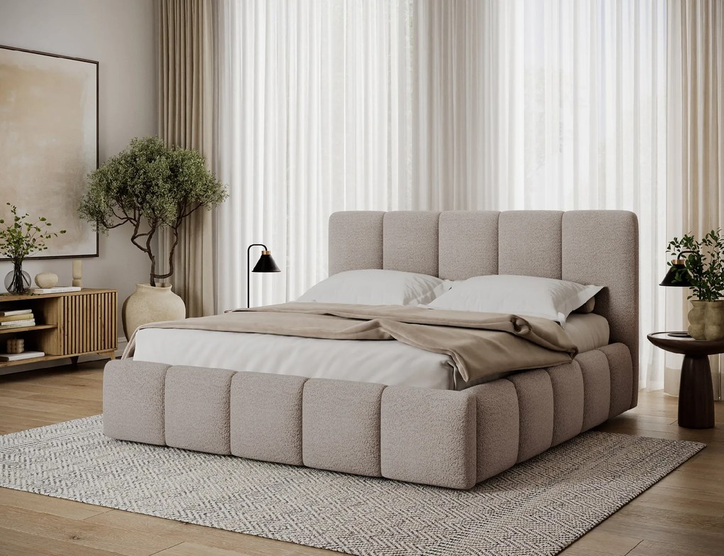 Postel Edvige + Dřevěný rám + plynový výtah + kontejner 180x200