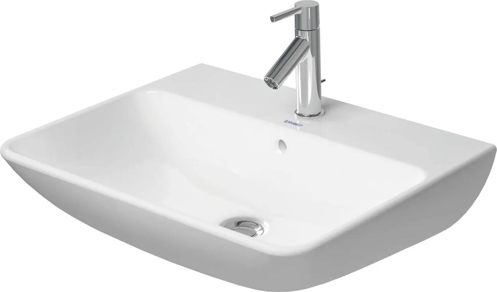 Duravit ME by Starck - Umyvadlo 60x46 cm, s přepadem, otvor pro baterii, DuraShield, matná bílá 233560AC00