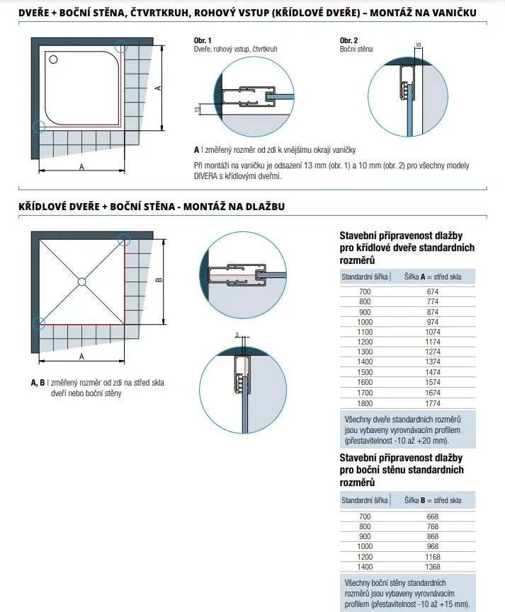 Ronal (Sanswiss) Ronal, DIVERA jednokřídlé dveře D22T1 Šířka: 90 cm