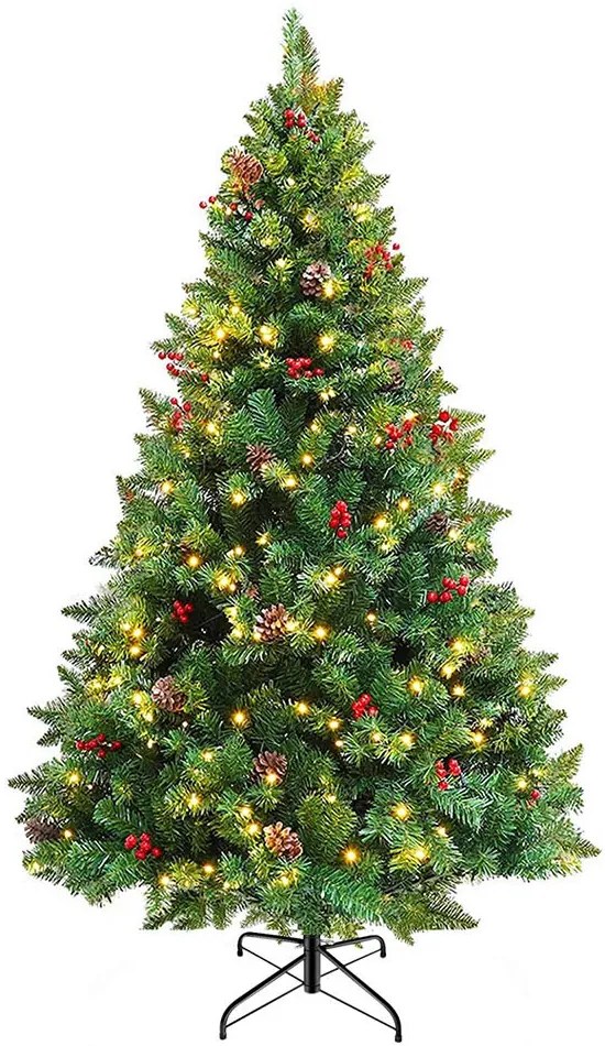 Umělý vánoční stromek s 320 LED diodami, teplý bílý, 210 cm