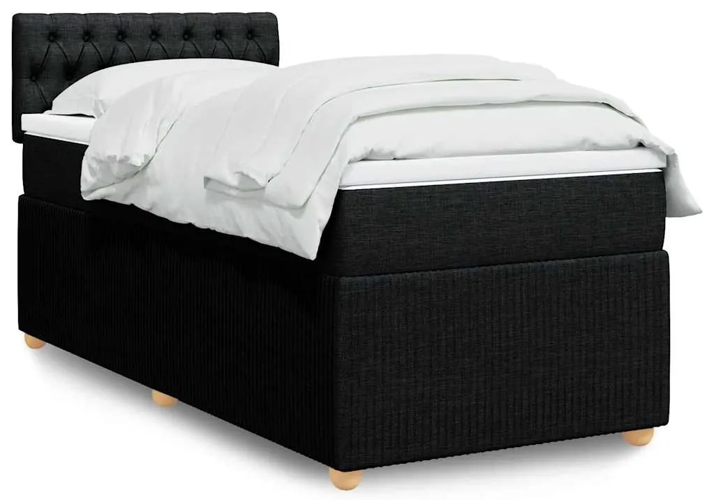 Box spring postel s matrací černá 90x200 cm textil 3287348