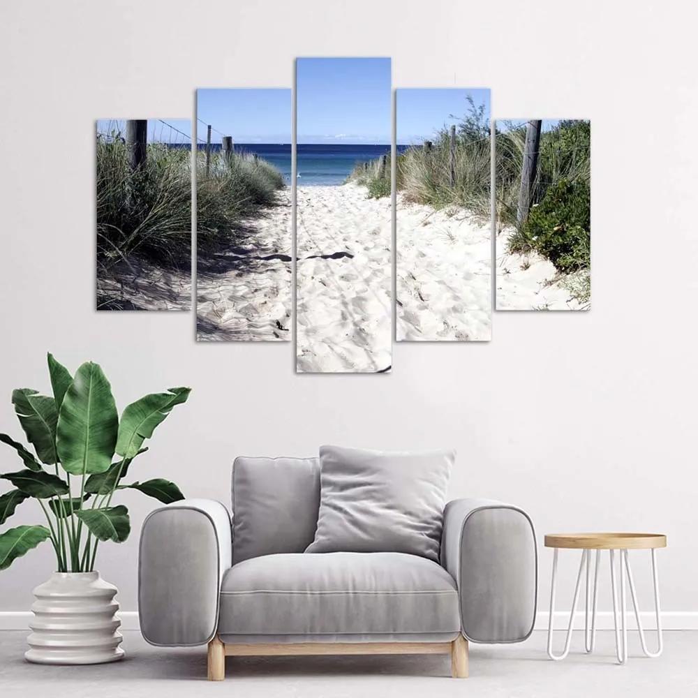 Obraz na plátně pětidílný Písečná tráva na mořské pláži - 150x100 cm