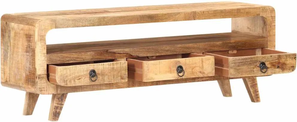 TV stolek 117 x 30 x 41 cm masivní hrubé mangovníkové dřevo 321042