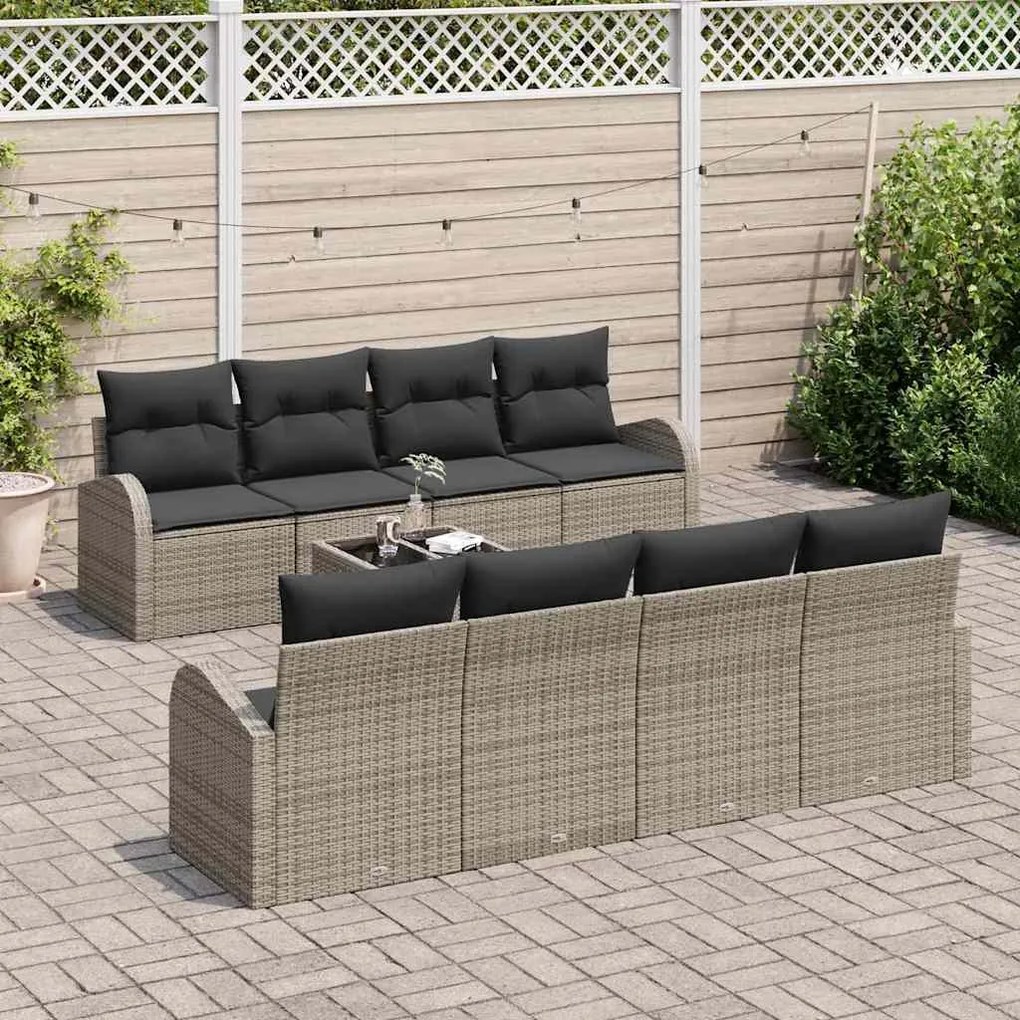 Sada zahradních pohovek 9 ks 8-Počet míst Šedá polyratan 3354638