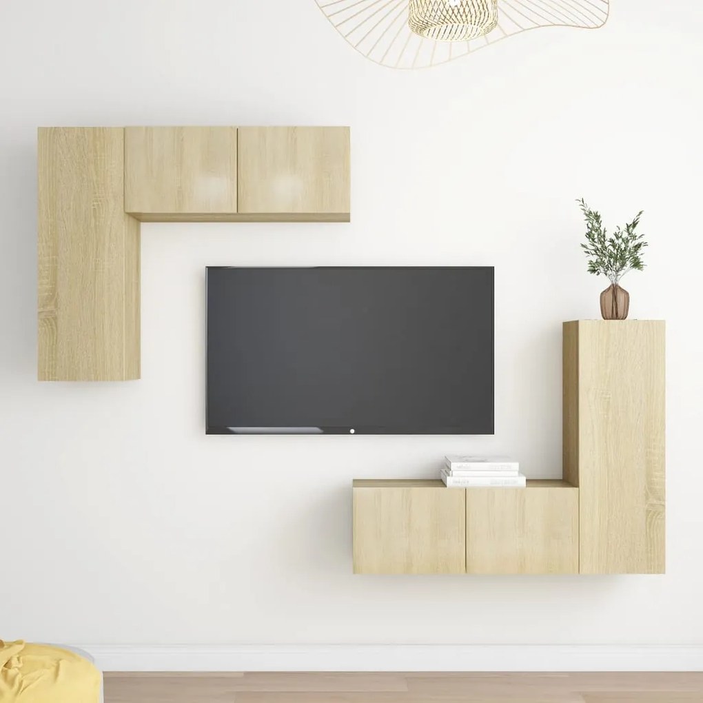 4dílný set TV skříněk dub sonoma kompozitní dřevo 3079004