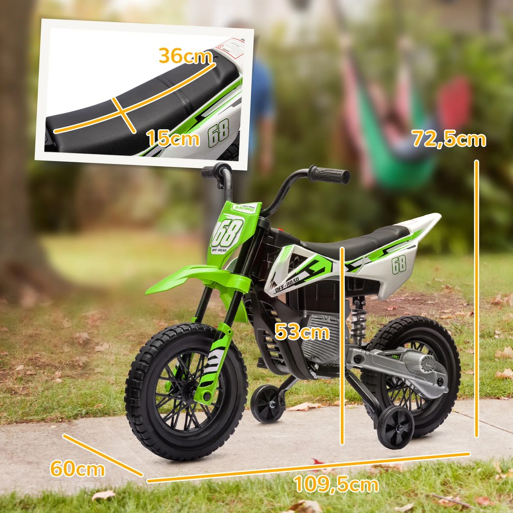 AIYAPLAY dětská elektrická motorka max. 30 kg, zelená
