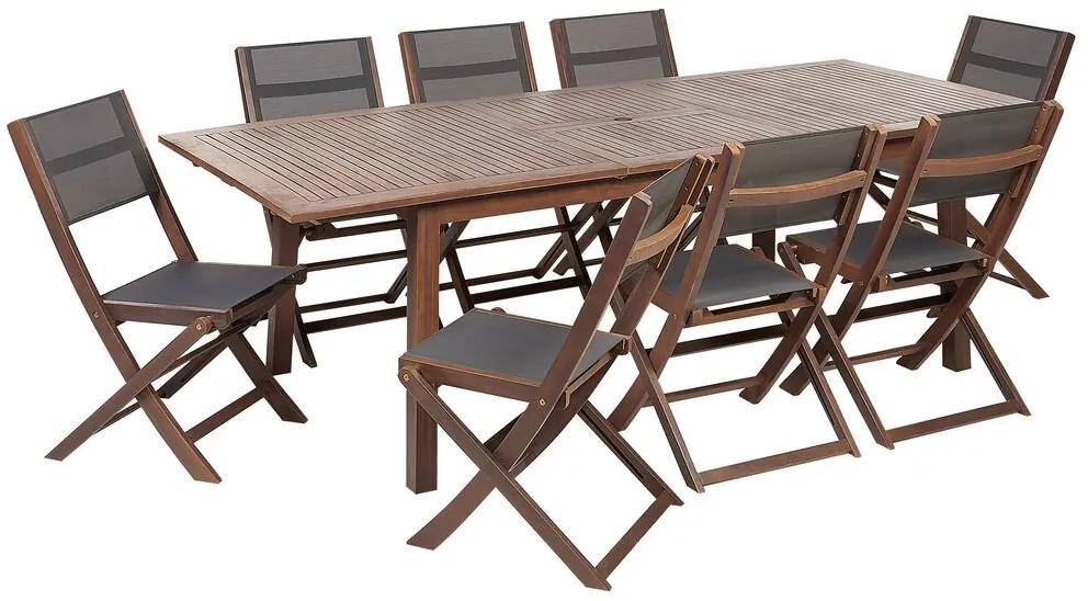 Zahradní souprava stolu a 8 židlí z tmavého akáciového dřeva CESANA Beliani