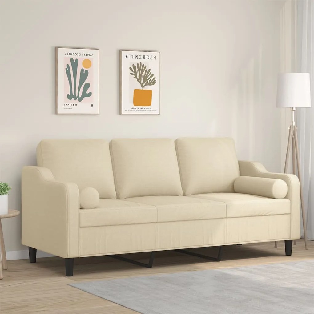 3místná pohovka s polštáři krémová 180 cm textil 3200855