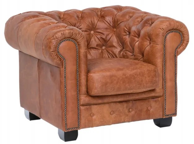 Křeslo z pravé kůže Chesterfield IV